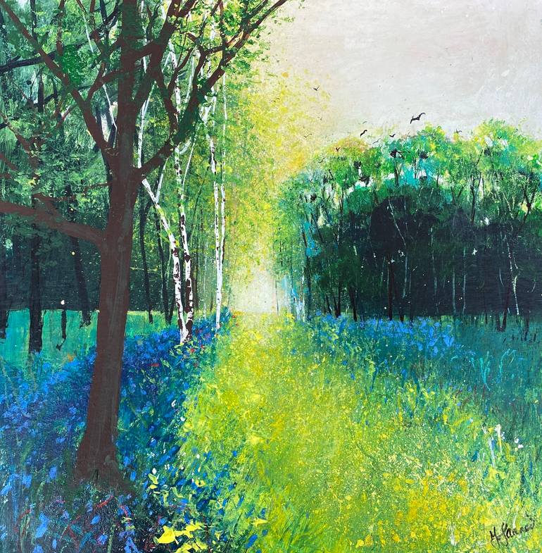 The joy of woodland bluebells Painting by Teresa Tanner | Saatchi Art