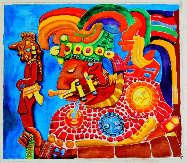 mayan king pakal Painting by paul sandilands | Saatchi Art