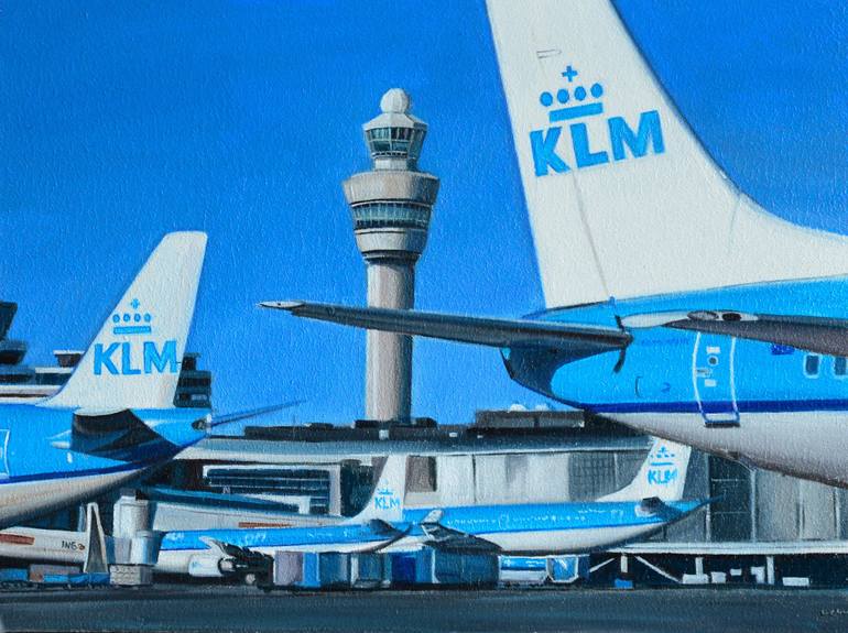KLM - Amsterdam airport Painting by Roman Sedlak | Saatchi Art