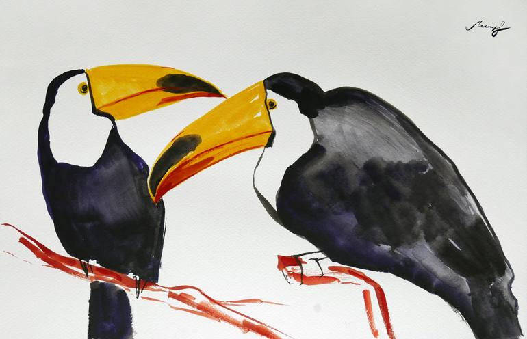 Toucans Painting by Ekaterina Mitrofanova | Saatchi Art