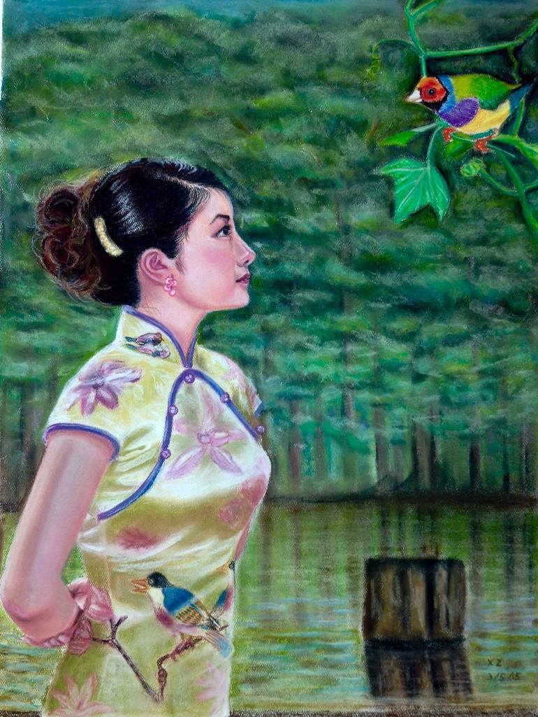 Woman in Chinese Tranditional Dress-6 Drawing by Xin Zhang | Saatchi Art