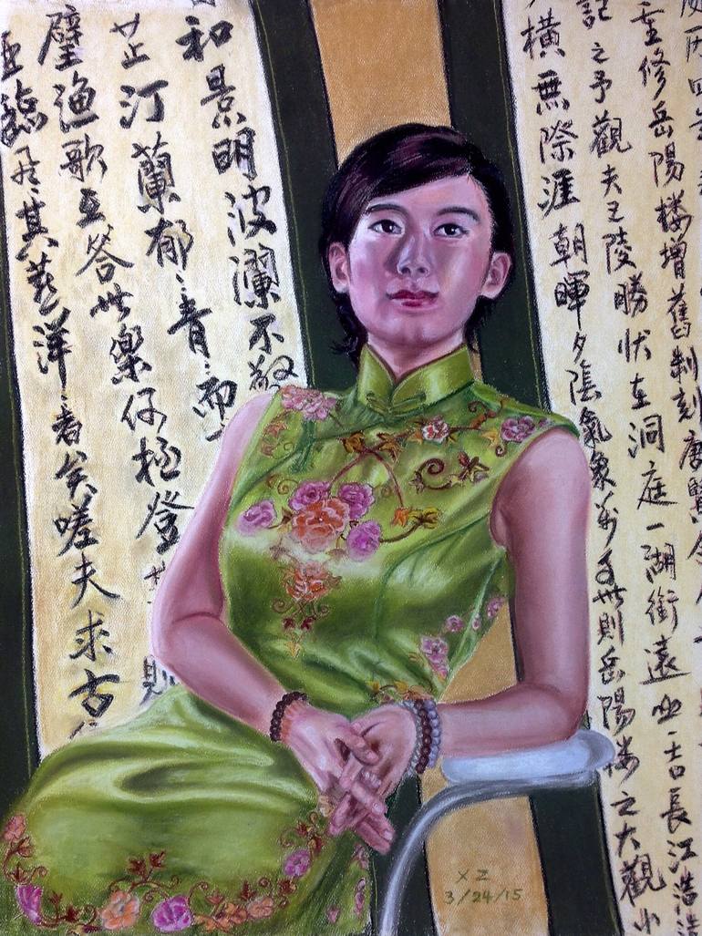Chinese woman in traditional dress-11 Drawing by Xin Zhang | Saatchi Art