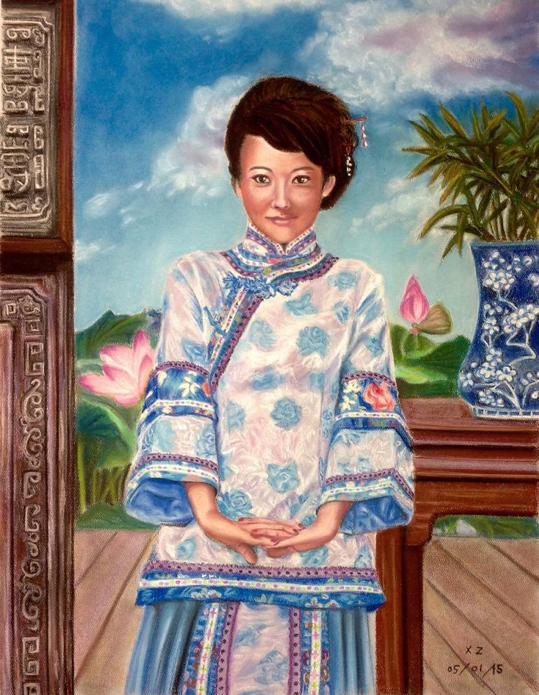 Chinese woman in traditional dress-15 Drawing by Xin Zhang | Saatchi Art