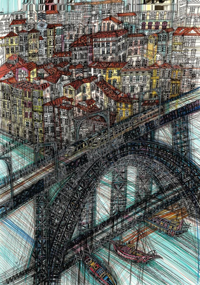 Porto. Ponte de D.Louís Drawing by Maria Susarenko | Saatchi Art