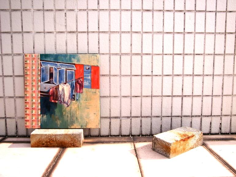 A Window in Tsui Wan Estate Painting by June Siu Ling Wong | Saatchi Art