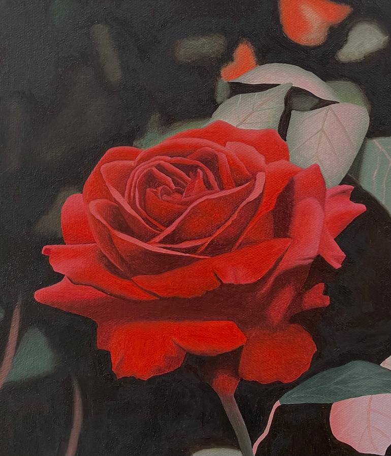 Single Red Rose Painting by Jill Ann Harper | Saatchi Art