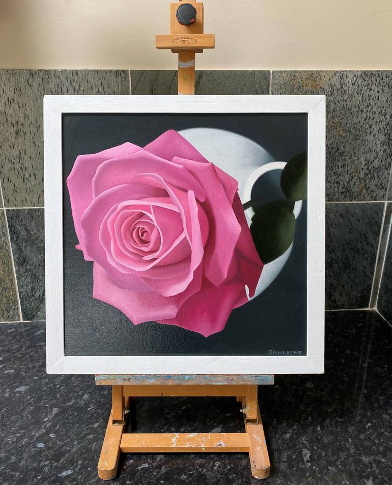 Rose In A White Vase Painting by Jill Ann Harper | Saatchi Art