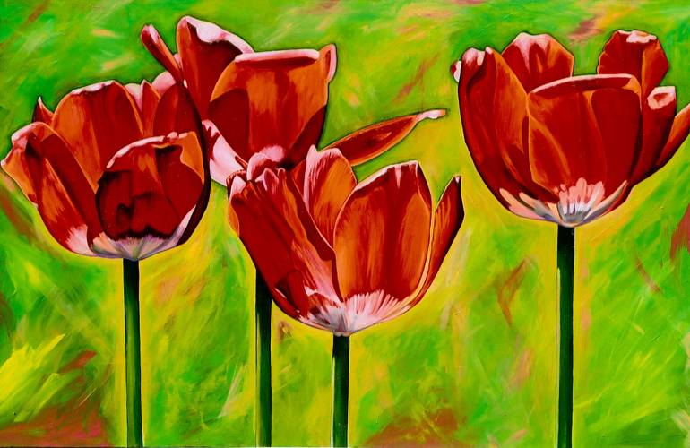 Spring Tulips Painting by Jamie Young | Saatchi Art