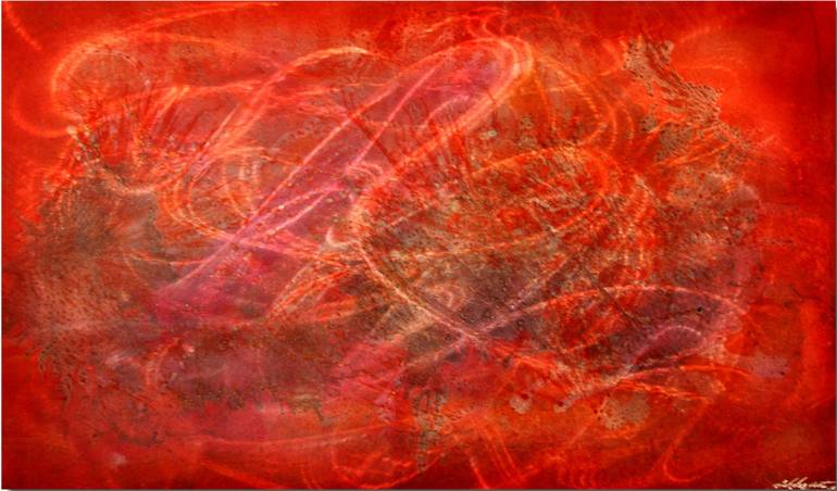 'Red Star' - Red Metal Painting Abstract Wall Art Crimson Contemporary ...
