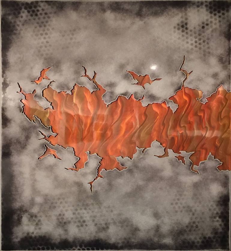 'Fire Within Composition' - Industrial Decor Urban Art Steel & Copper ...