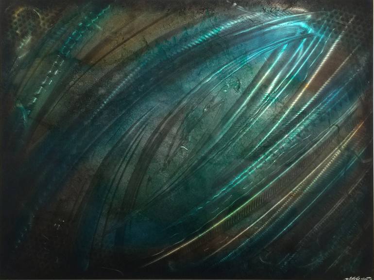 'Hope and Faith' - Urban Art Industrial Decor Blue Steel Painting ...