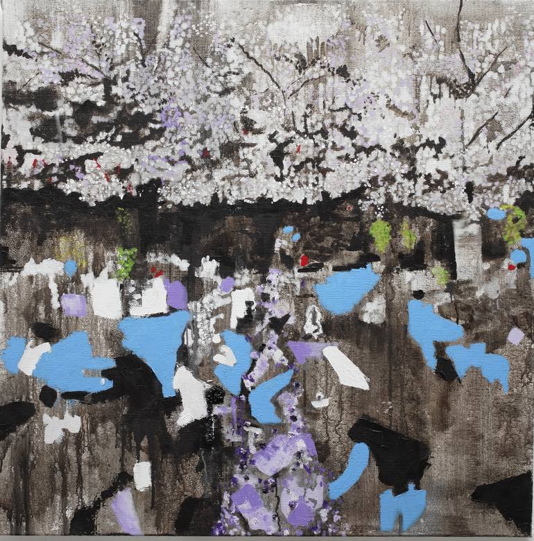 hanami 2 Painting by Agnès Bompy | Saatchi Art