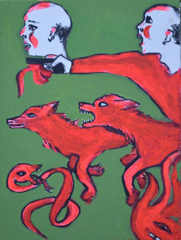 fear and aggressivity Painting by Elena Buftea | Saatchi Art