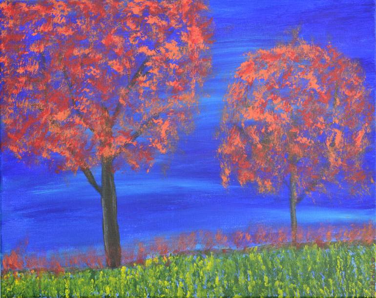 Two trees Painting by Nibaldo Calvo Buides | Saatchi Art