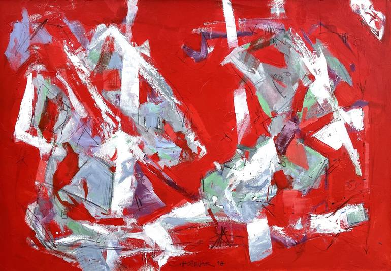 Red Contemplation Painting by Tanja Hočevar | Saatchi Art