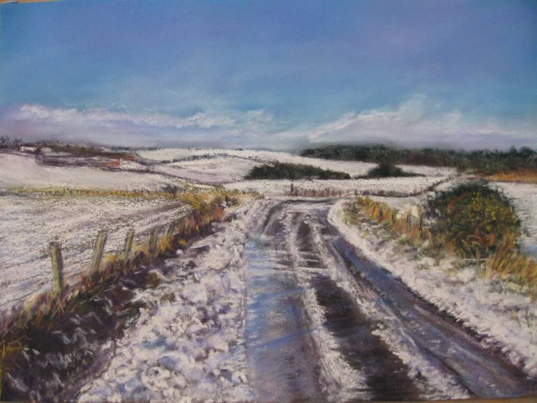 Snow at Nether Benholm Drawing by Pam Pringle | Saatchi Art