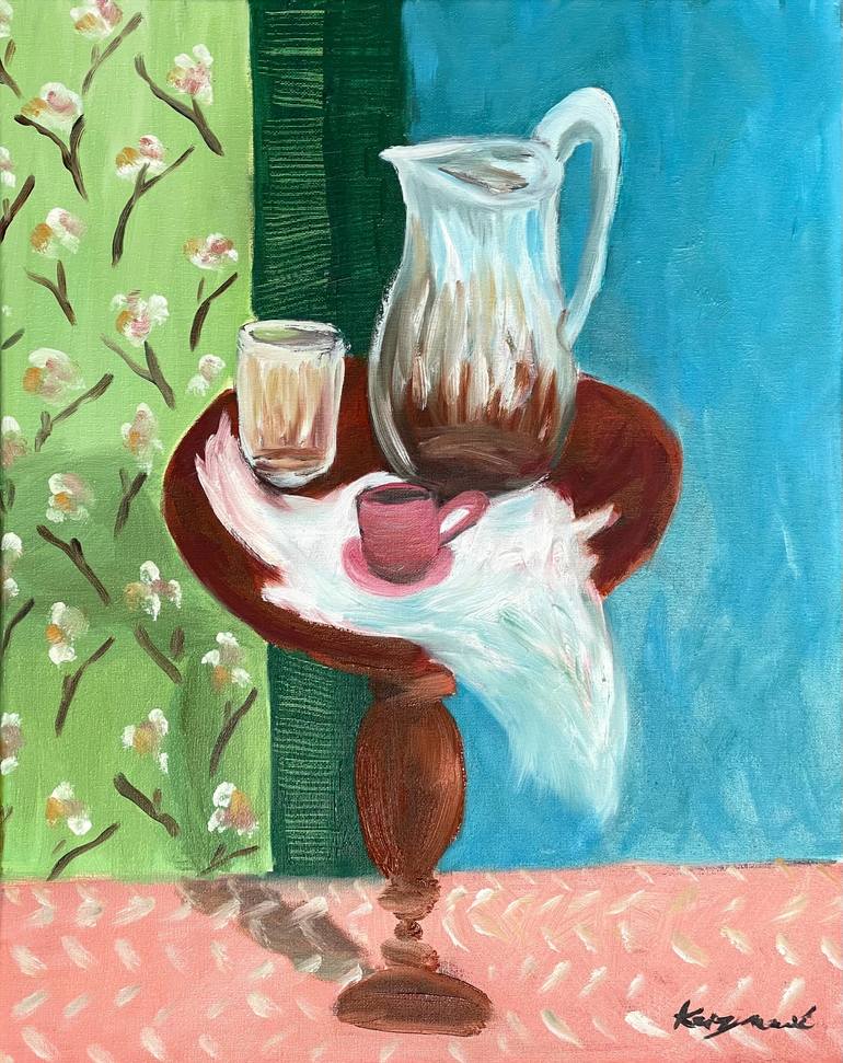 Small Table by the Window Painting by Tatjana Krizmanic | Saatchi Art