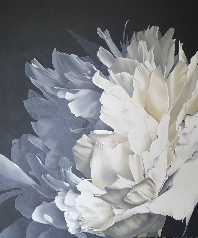 WHITE PEONY IN LOVE Painting by Luigi Maria De Rubeis | Saatchi Art