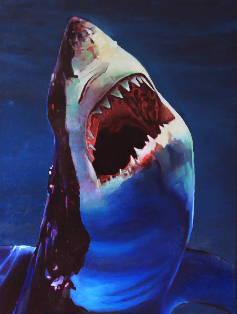 White Shark Painting by Matthew Robertson | Saatchi Art