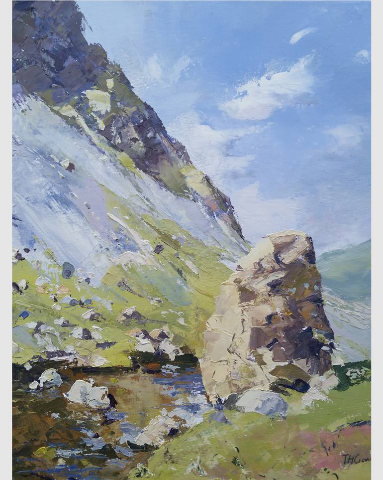 Rock in Cumbria Painting by Thomas Gowen | Saatchi Art