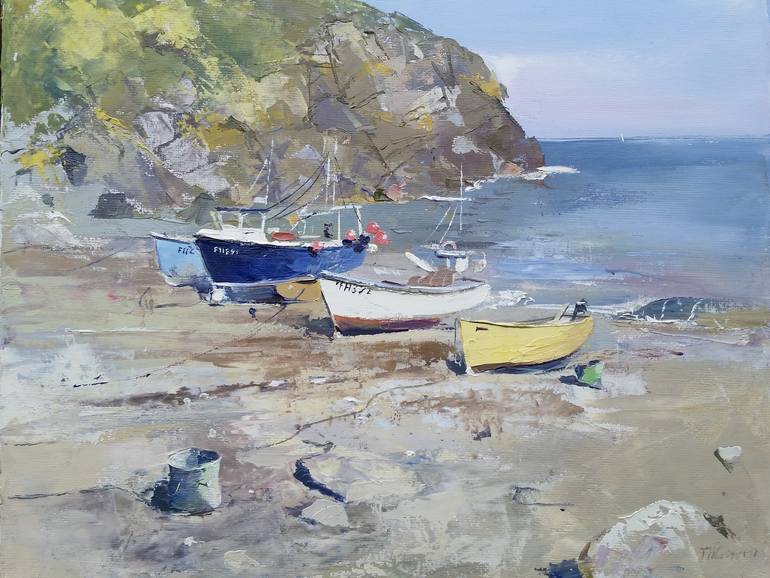 Boats at Cadgwith Painting by Thomas Gowen | Saatchi Art