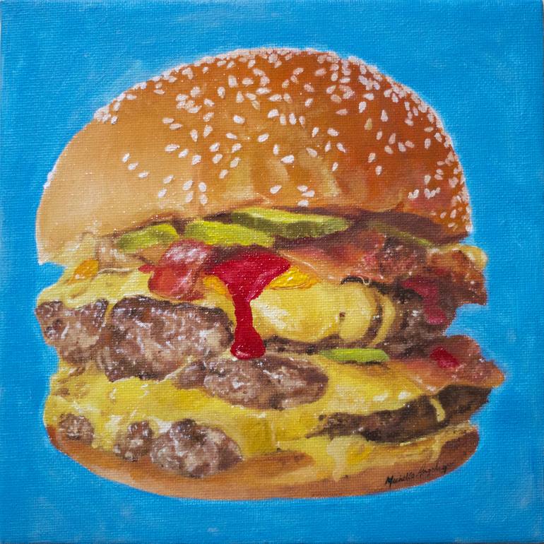 Double Cheeseburger (sold) Painting by Michelle Angelique | Saatchi Art