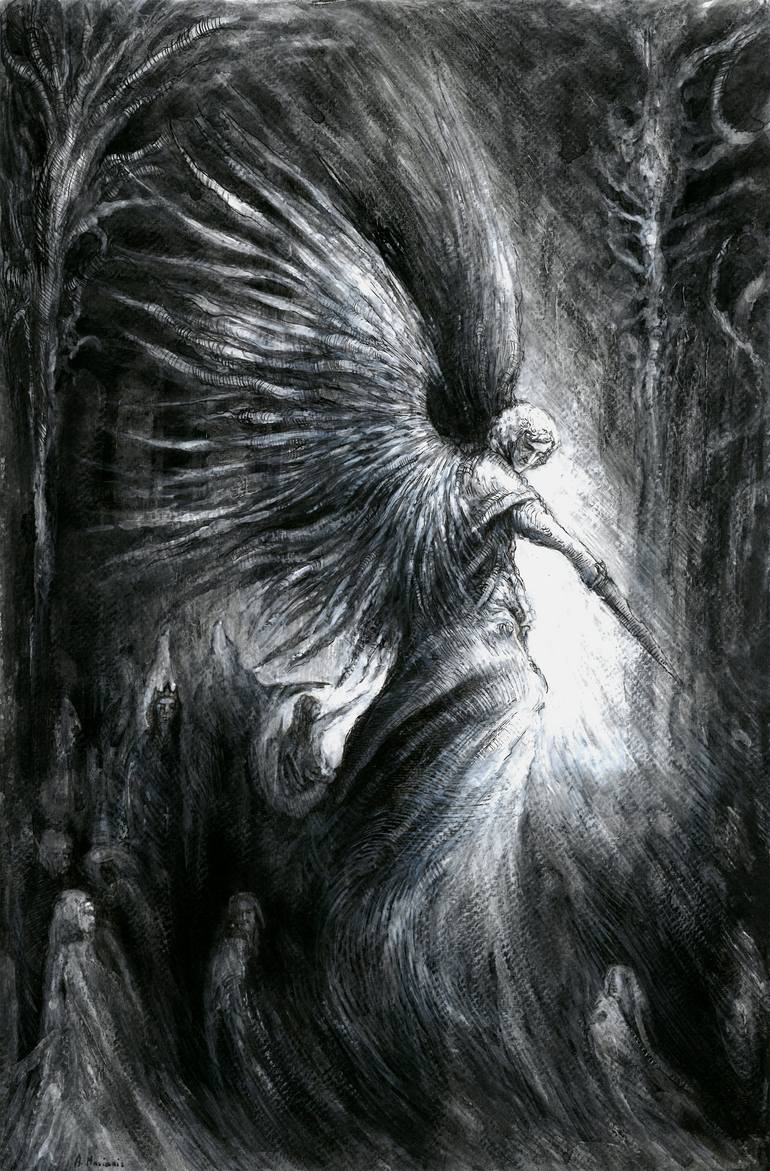Abaddon Drawing by Andrzej Masianis | Saatchi Art