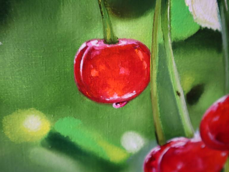 Red Cherries, Garden Original Art Paintings Nature Wall Art Painting by ...