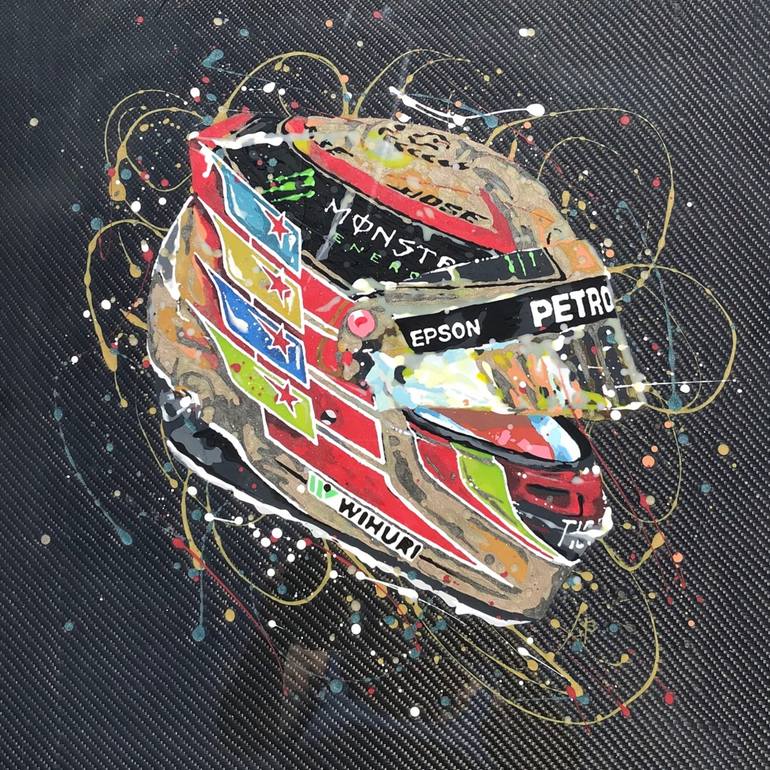 Lewis Hamilton Helmet Painting by Katy Carbon | Saatchi Art