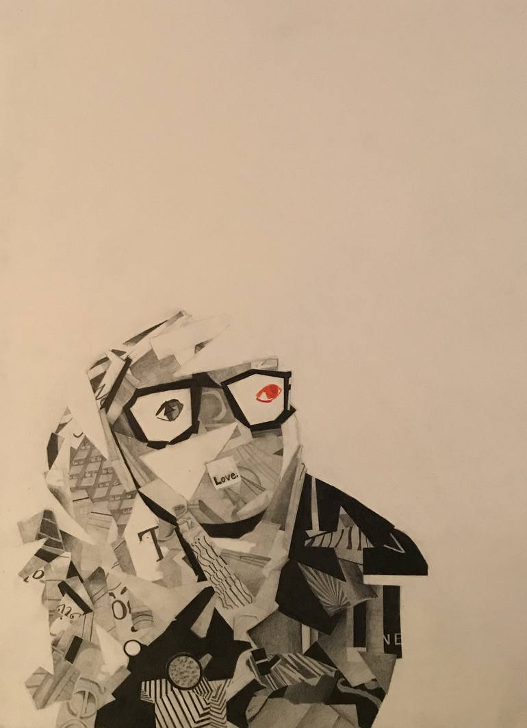 Girl in Collage Drawing Drawing by Kim Morgan Cummings | Saatchi Art
