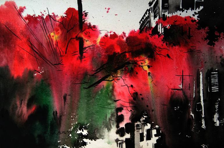 Red Summer 1 Painting by Palash Datta | Saatchi Art