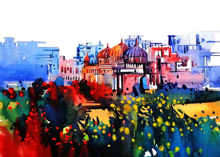 Lal Bagh Fort Painting by Palash Datta | Saatchi Art