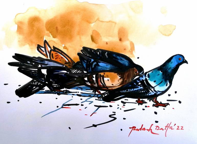 Pigeon Bird11 Painting by Palash Datta | Saatchi Art