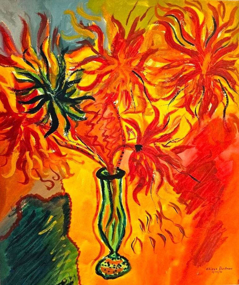 Flowers In A Vase 1970 Painting by Elissa Dorfman | Saatchi Art