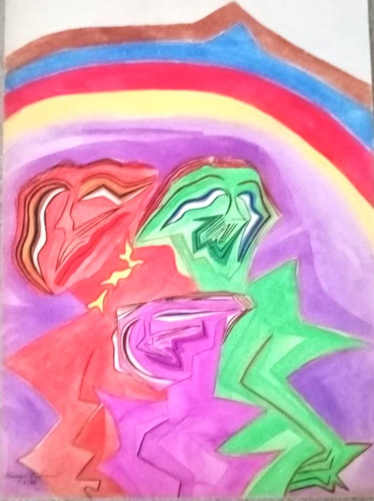 Three People Painting by Elissa Dorfman | Saatchi Art