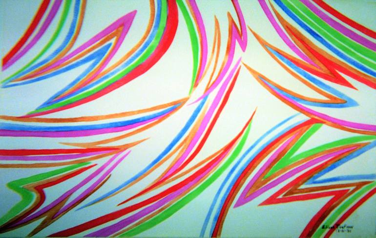 Red Green Blue Pink Abstract Painting by Elissa Dorfman | Saatchi Art