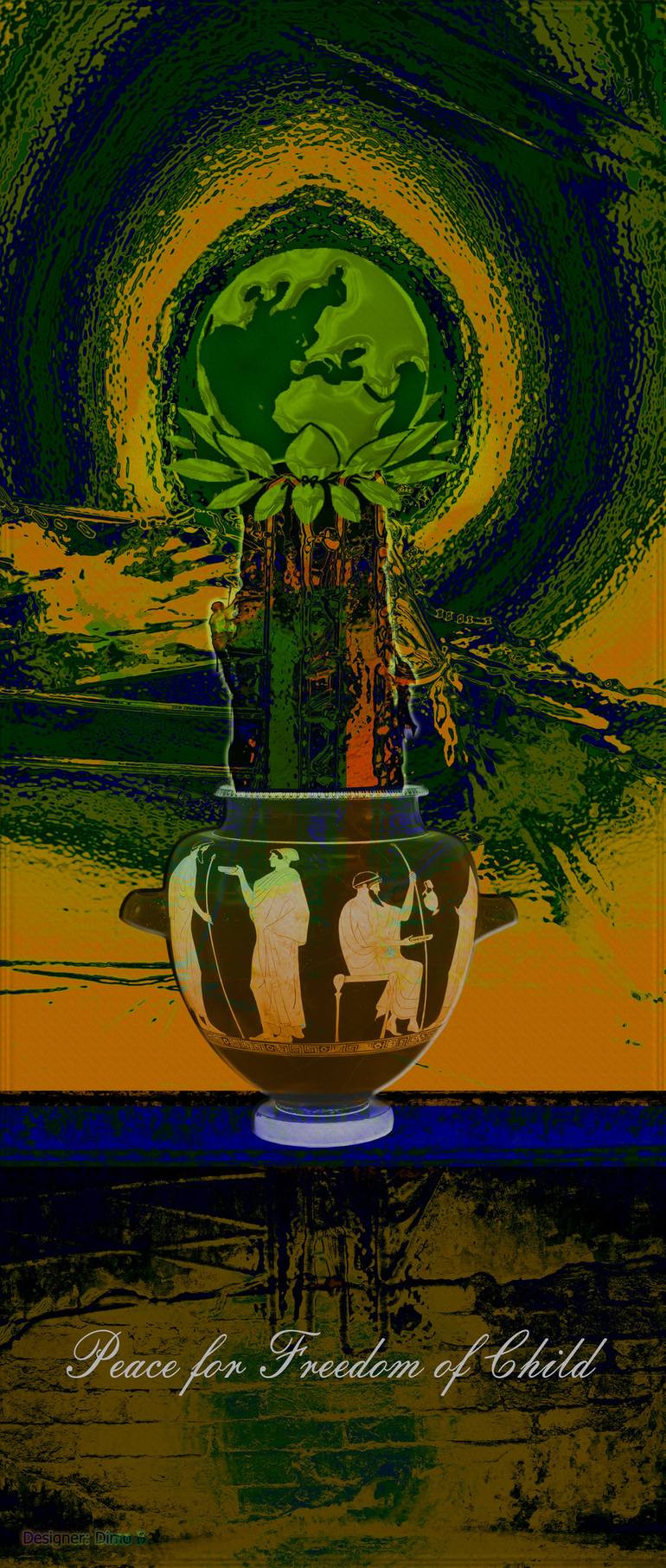 Peace for Freedom of Child Drawing by Omid Barazandeh | Saatchi Art