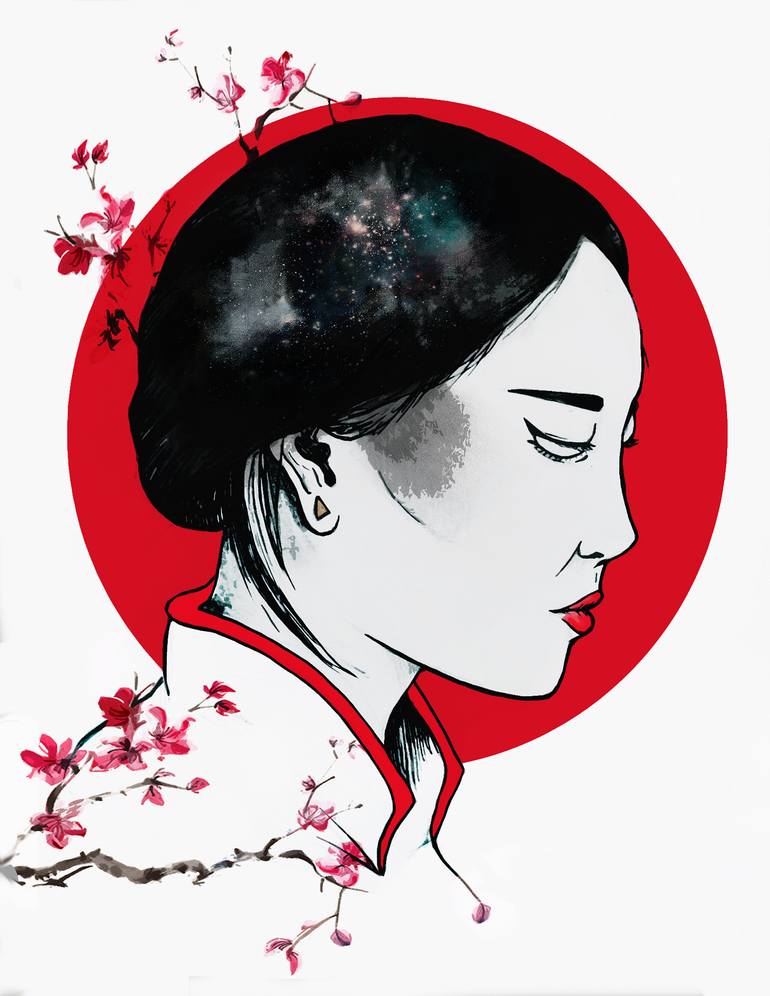 Japanese woman Drawing by Silvia Flower | Saatchi Art