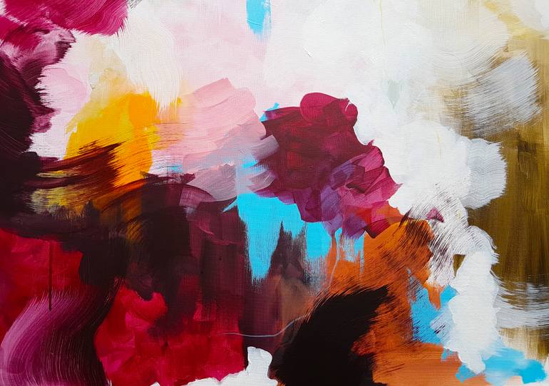 Burgundy Painting by Nadia Nl | Saatchi Art