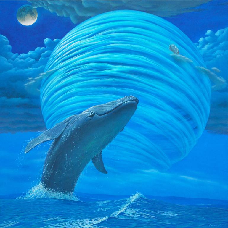 Planet of Water - Whale Painting by Kazuaki Maitani | Saatchi Art