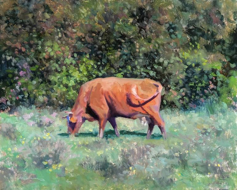 A Limousin Cow Painting by Pascal Giroud | Saatchi Art