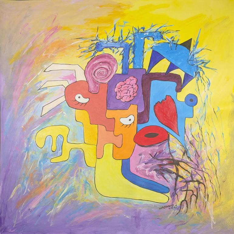 Cubism brain portrait Painting by Artist Wabyanko | Saatchi Art
