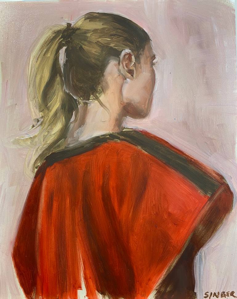 Red Kimono Painting by Leslie Singer | Saatchi Art