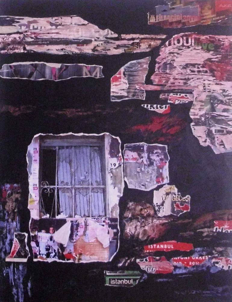 Window on the Black Wall Collage by Neveser Aksoy | Saatchi Art