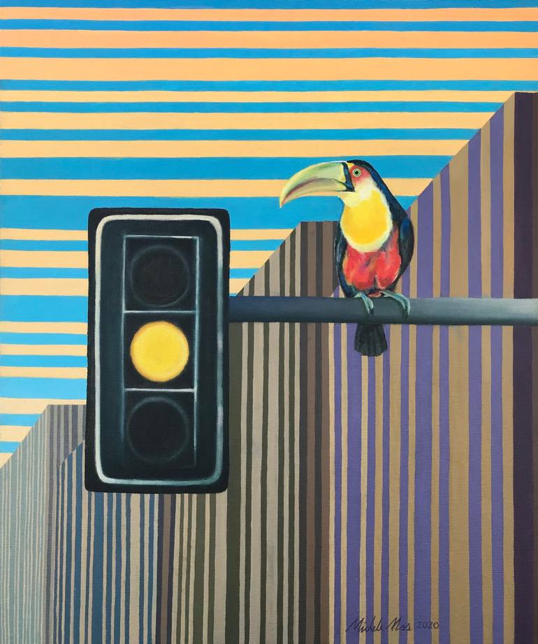Warning sign Painting by Michele Martines | Saatchi Art