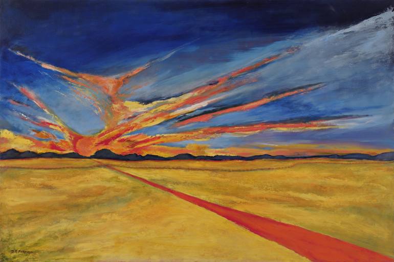 Sunset Explosion Painting by Diane Fairfield | Saatchi Art