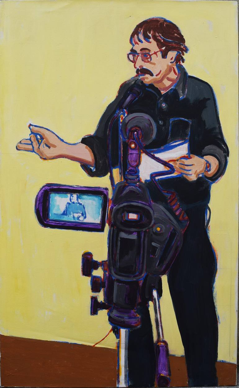 Ron Kolm Reading Painting by Dan Freeman | Saatchi Art