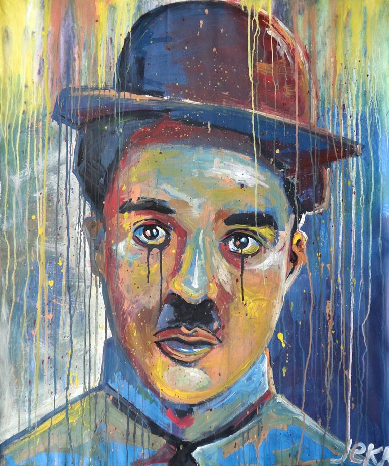 Charlie Chaplin Acrylic painting on canvas 120x100 (2021) Painting by ...