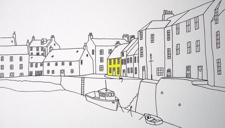 Little yellow house Drawing by John Glynn | Saatchi Art