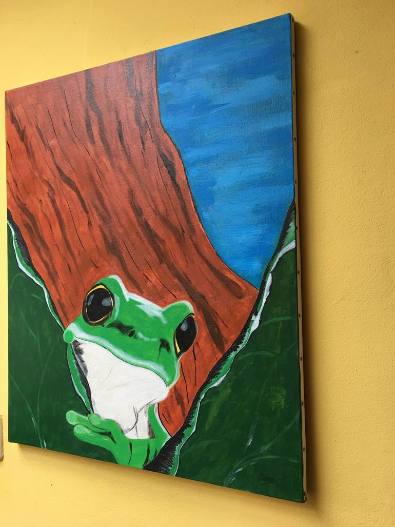 curious tree frog Painting by Olaf Andriessen | Saatchi Art